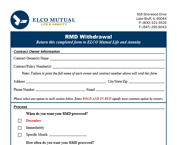 Servicing Forms | ELCO Mutual Life & Annuity